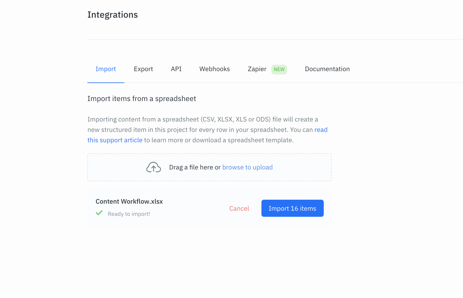 Import Content from a Spreadsheet to Content Workflow – Bynder Support