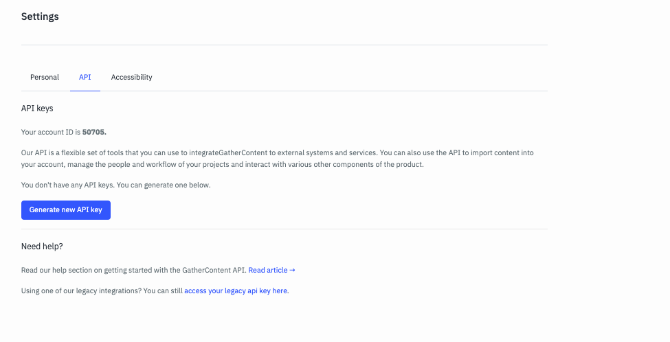 Generate API key & API documentation in Content Workflow – Bynder Support
