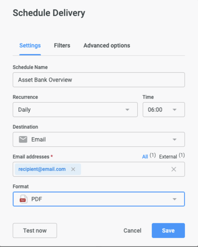 Schedule Automatic Report Delivery in Advanced Analytics – Bynder Support