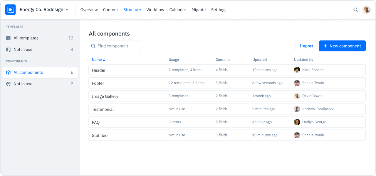 Create And Manage Components In Content Workflow Bynder Support