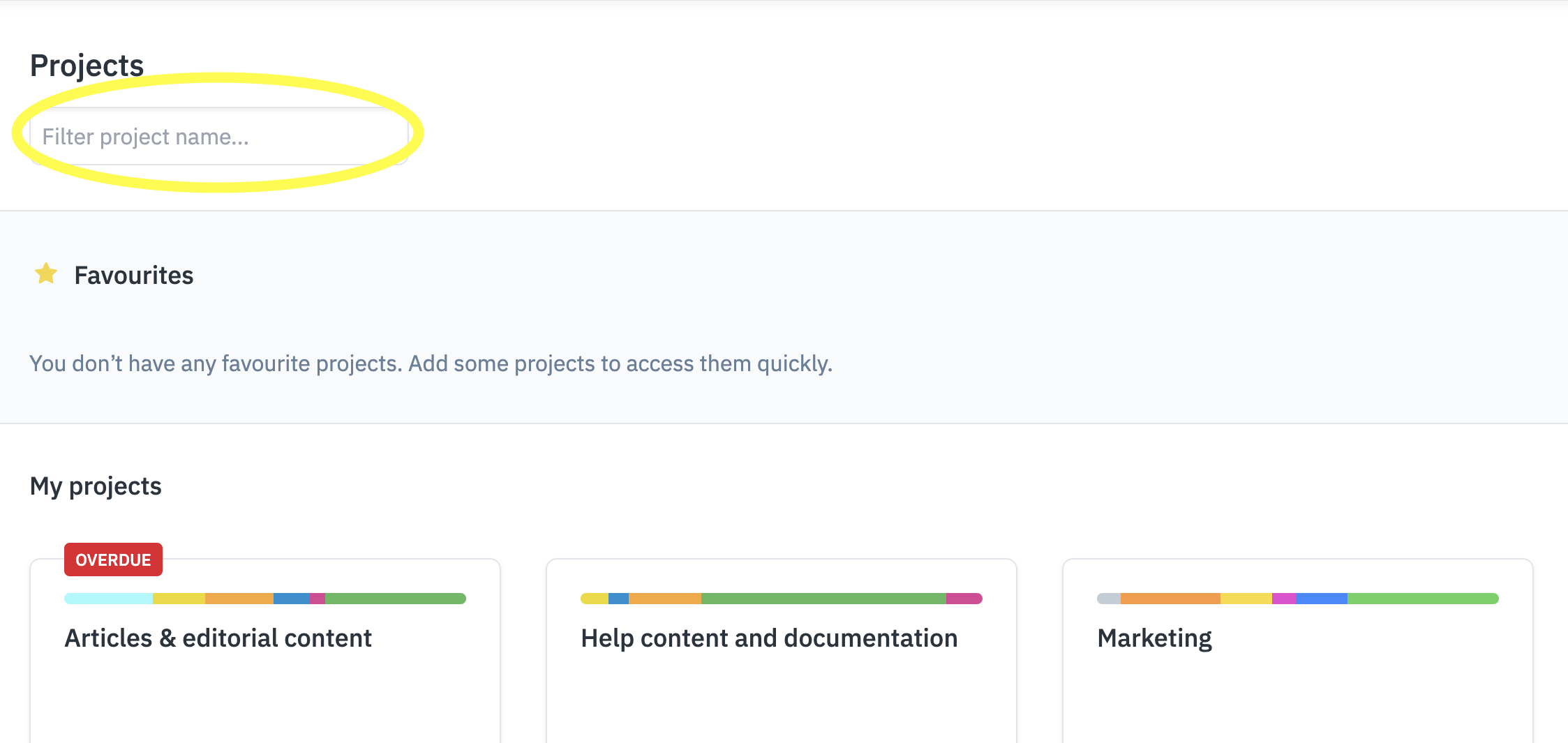 Searching for Projects in Content Workflow – Bynder Support